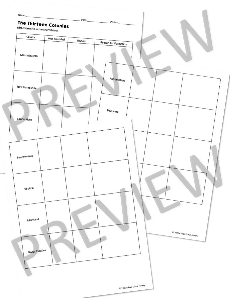 Thirteen Colonies Reading Worksheets and Answer Keys | 6-12 ...