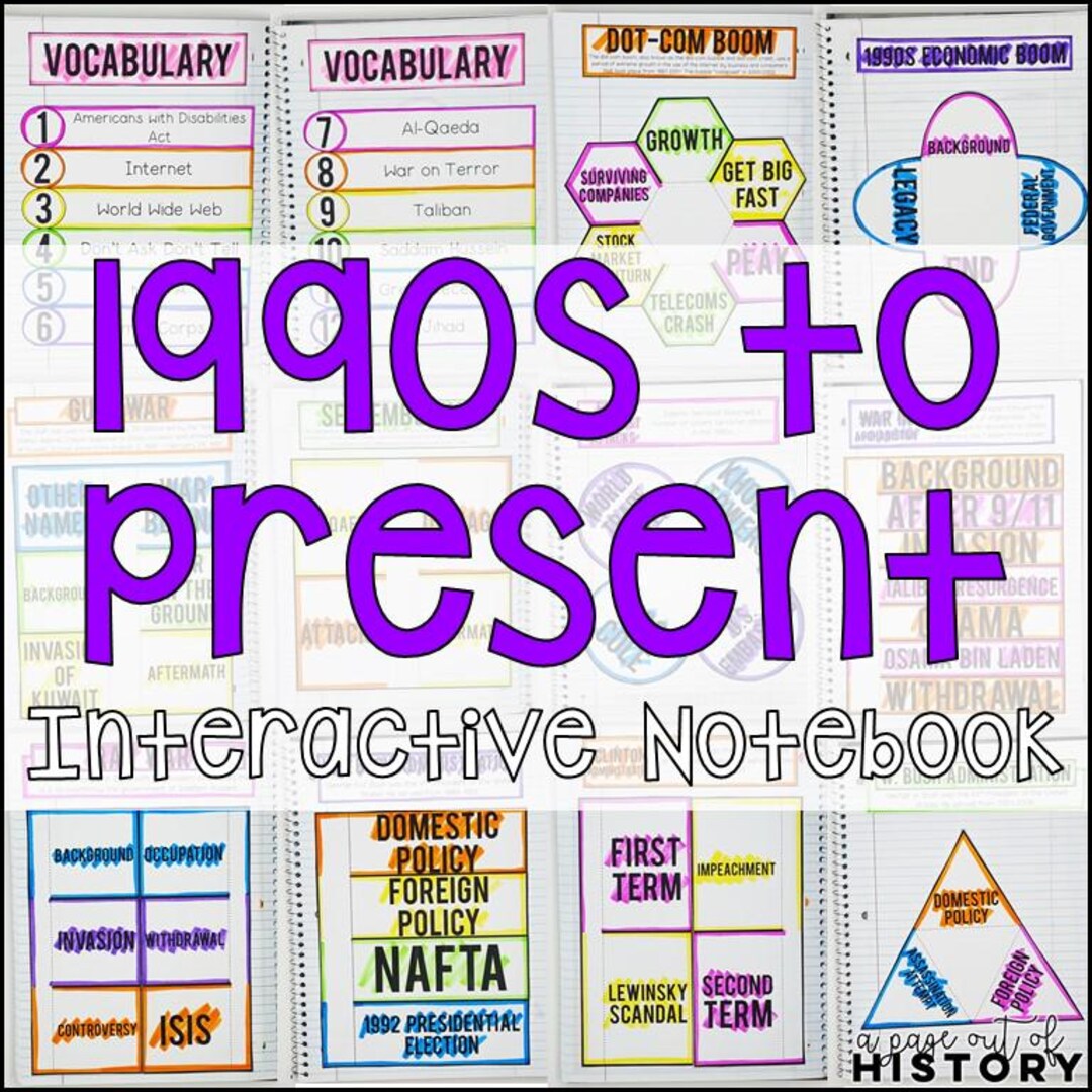 American History 1990s to Present Interactive Notebook Graphic ...