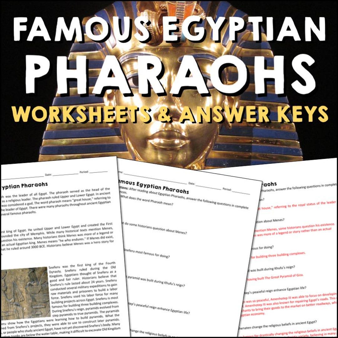 Famous Ancient Egyptian Pharaohs Reading Worksheets and Answer Keys - Etsy