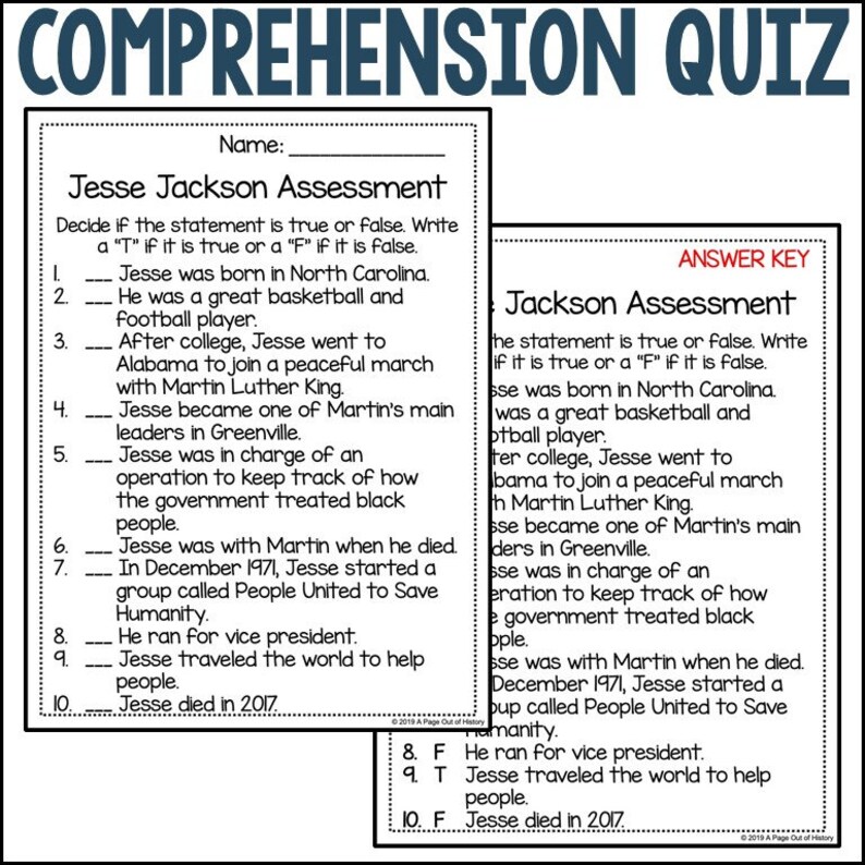 No Prep Printable Biography | Jesse Jackson Reading Passage, Timeline ...