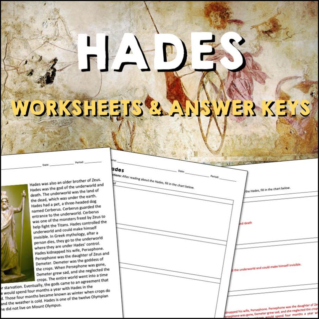Hades Greek Mythology Reading Worksheets and Answer Keys - Etsy