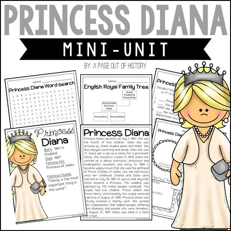 Princess Diana Biography Unit Pack | 3-5 | Homeschool | Social Studies ...