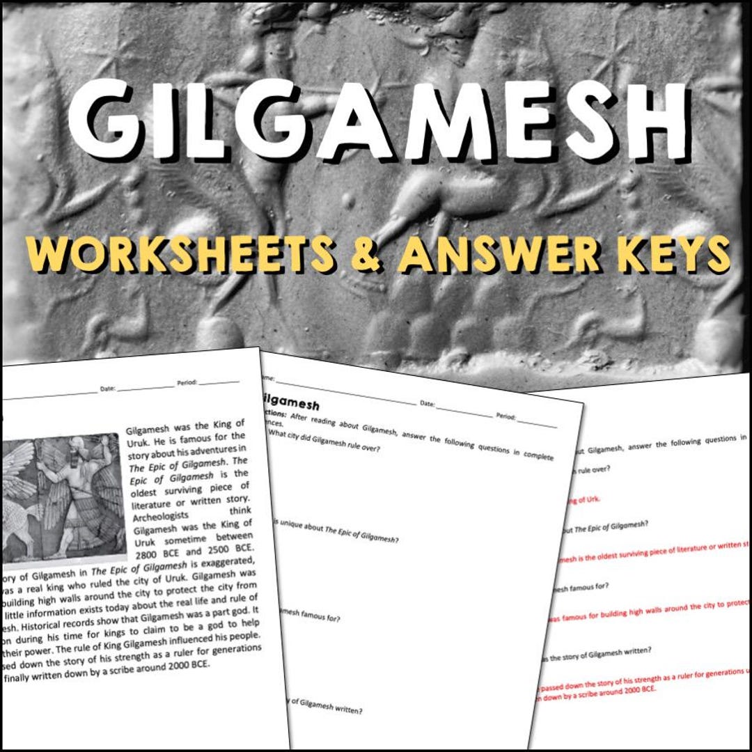 Gilgamesh Ancient Mesopotamia Reading Worksheets and Answer Keys - Etsy
