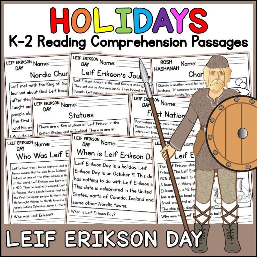 Leif Erikson Day Reading Practice Passages and Questions, Holiday Kids ...