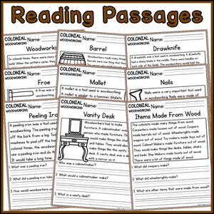 K-2 Reading Practice Worksheet 1st 2nd Grade, Colonial Woodworking ...