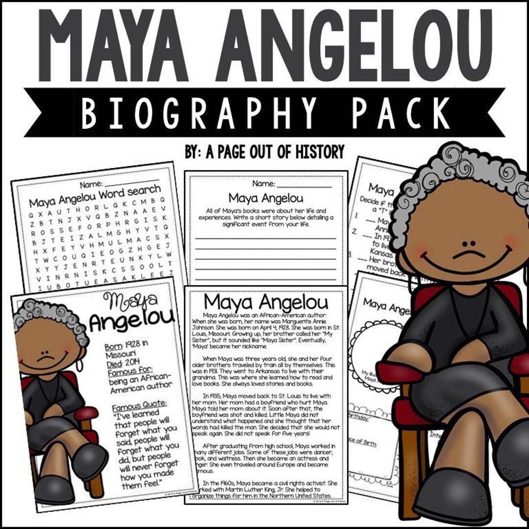 Maya Angelou Biography Unit Pack | 3-5 | Homeschool | Social Studies ...