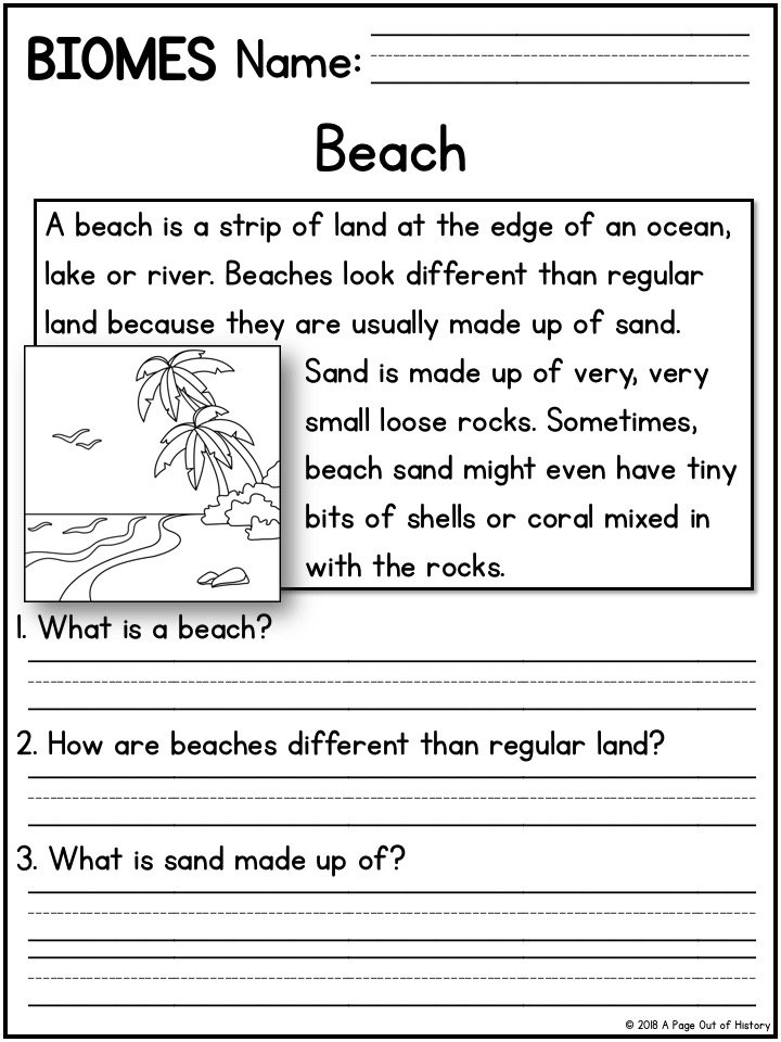 Biomes Reading Comprehension Passages K-2 Homeschool | Etsy