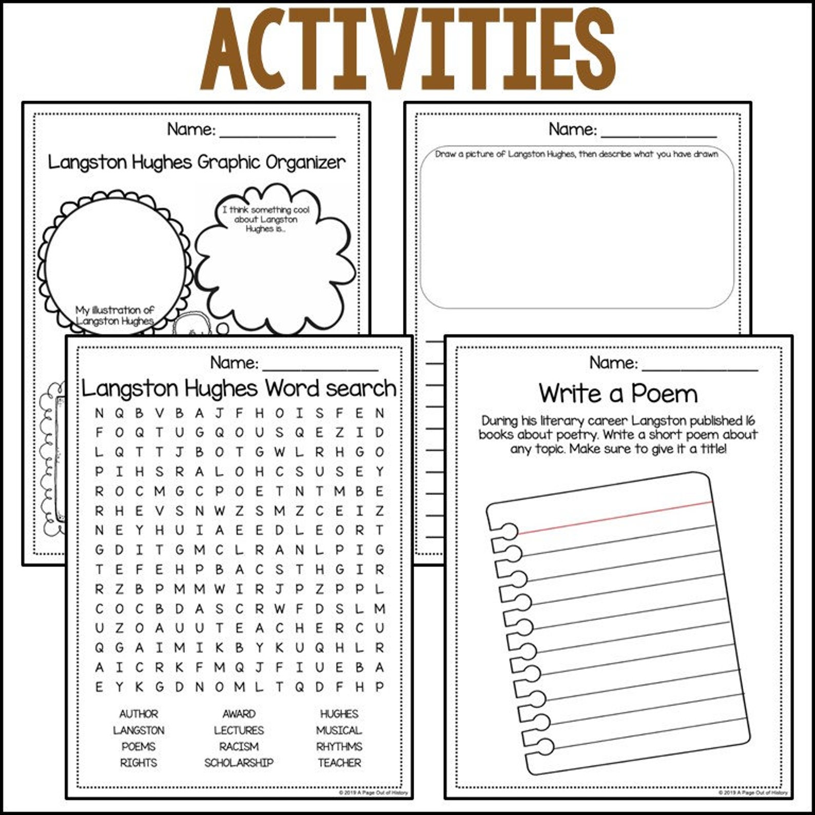 Langston Hughes Biography Unit Pack | 3-5 | Homeschool | Social Studies ...