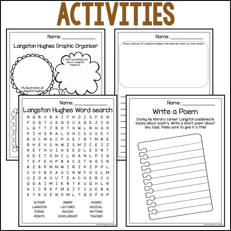 Langston Hughes Biography Unit Pack 3-5 Homeschool Social Studies ...