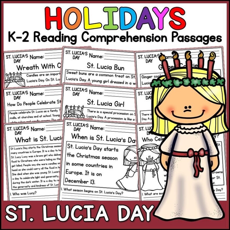 St. Lucias Day Holidays Reading Comprehension Passages | K-2 ...