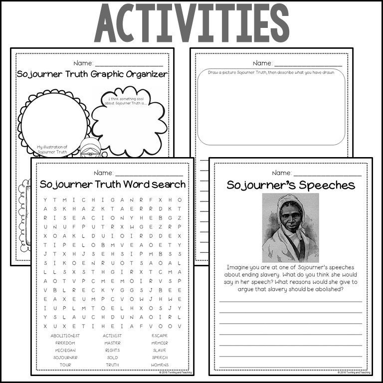 Sojourner Truth Biography Unit Pack | 3-5 | Homeschool | Social Studies ...
