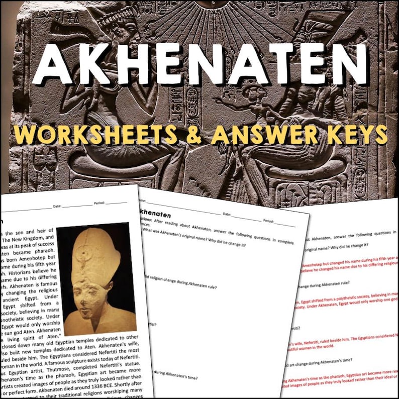 Akhenaten Pharaoh Ancient Egypt Reading Worksheets and Answer Keys - Etsy