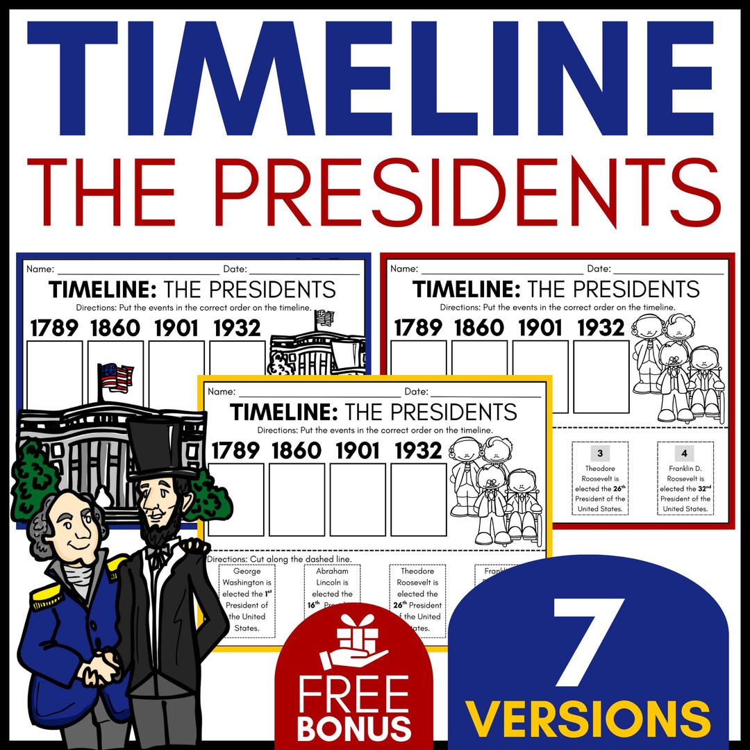 Presidents Timeline Activity, Presidents Day Washington Lincoln ...