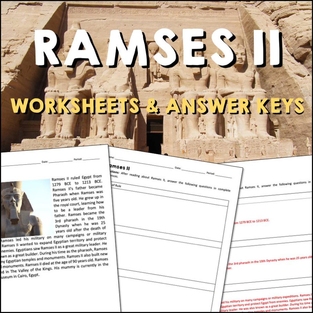 Ramses II Pharaoh Ancient Egypt Reading Worksheets and Answer Keys - Etsy