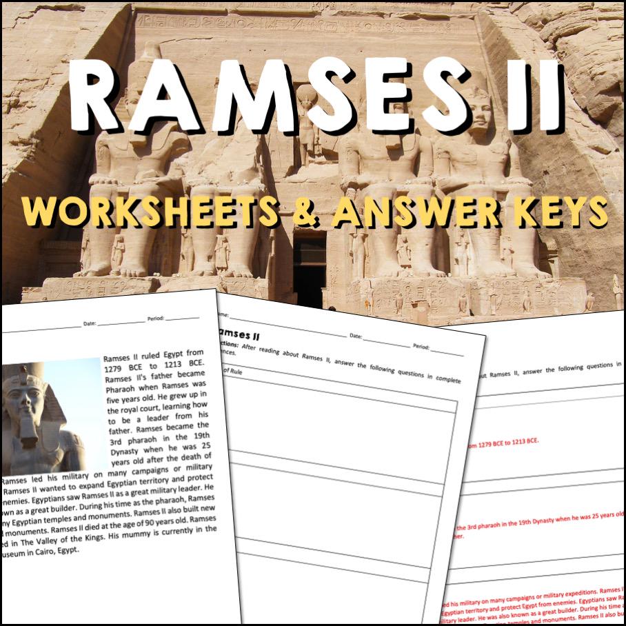 Ramses II Pharaoh Ancient Egypt Reading Passages Worksheets, Fluency ...