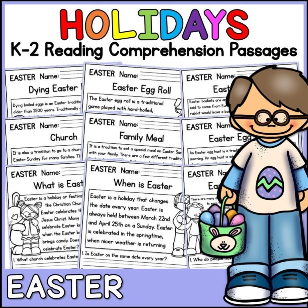 Easter Holidays Reading Comprehension Passages K-2 - Etsy