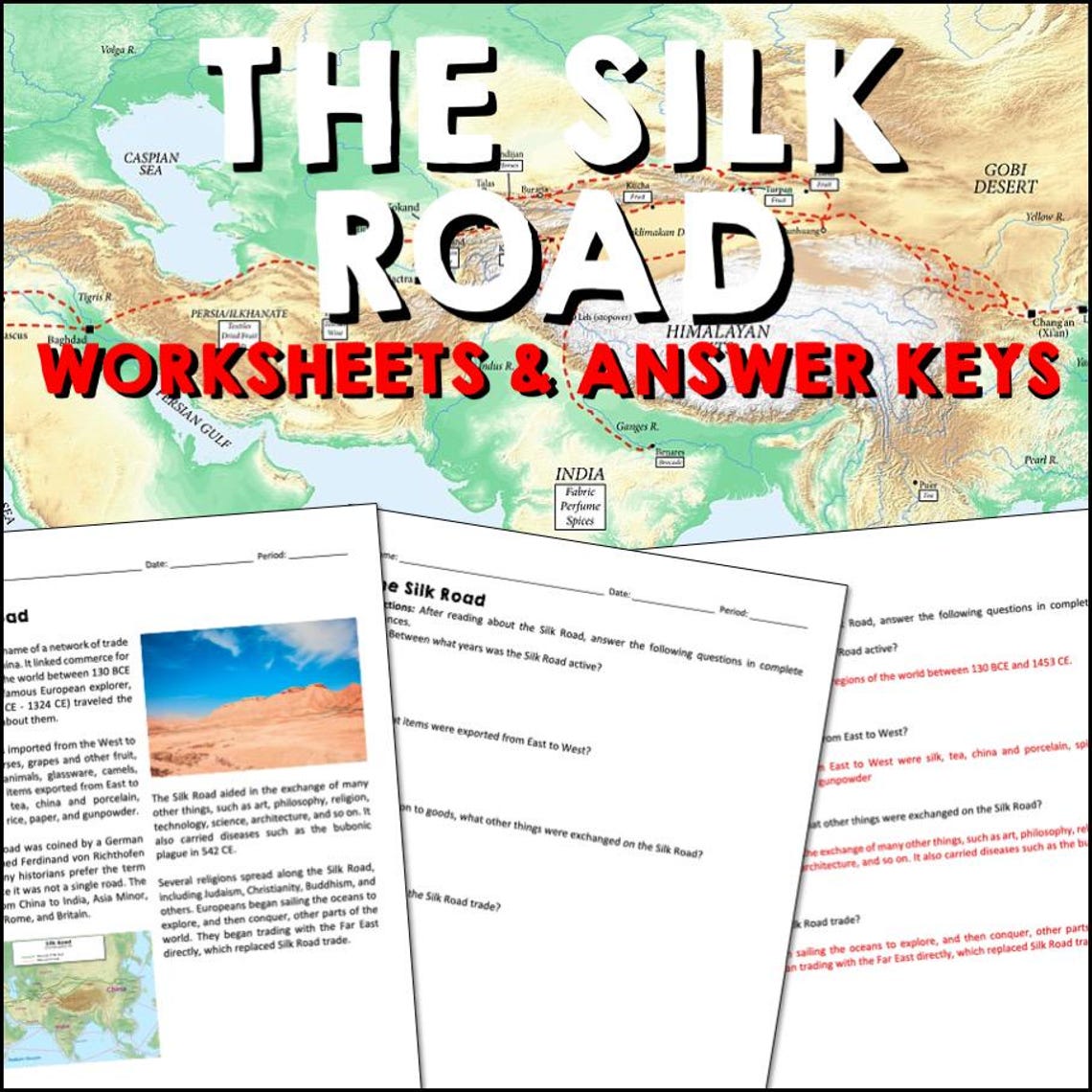 The Silk Road Reading Comprehension Worksheet, Social Studies ...