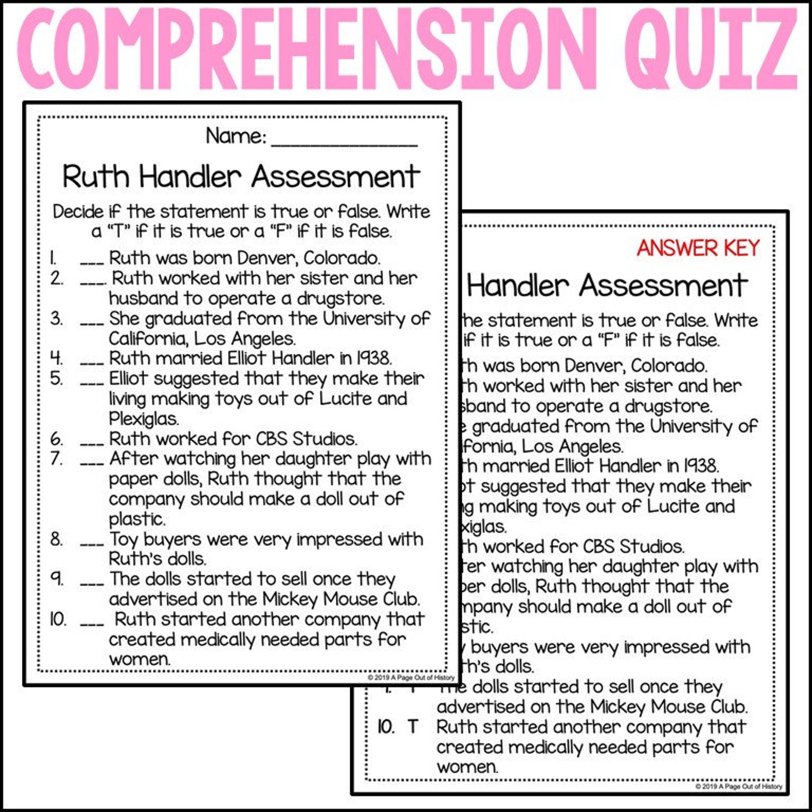 Ruth Handler Biography Unit Pack | 3-5 | Homeschool | Social Studies ...