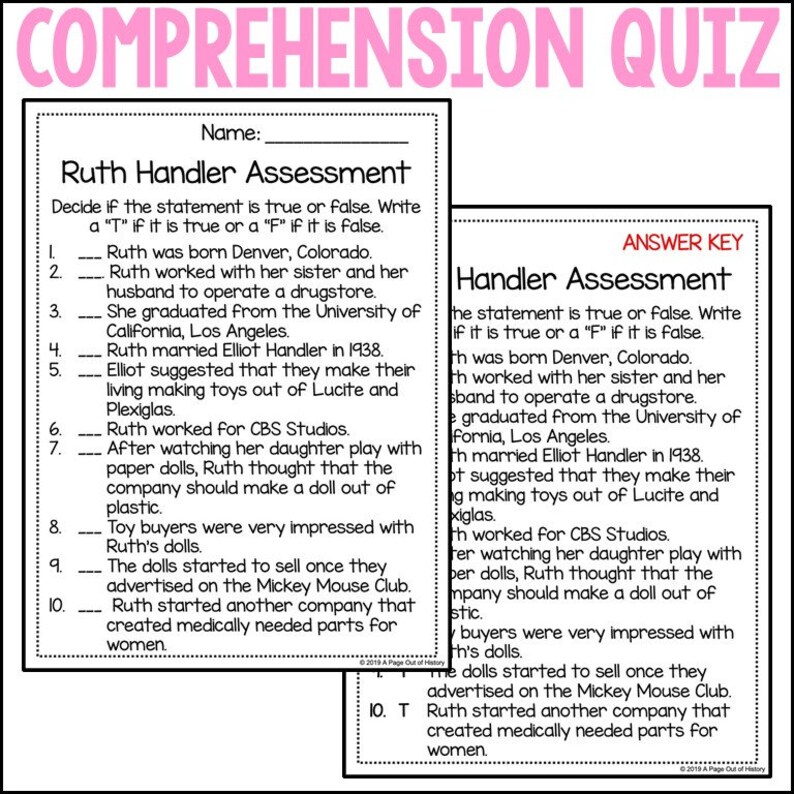 Ruth Handler Biography Unit Pack | 3-5 | Homeschool | Social Studies ...