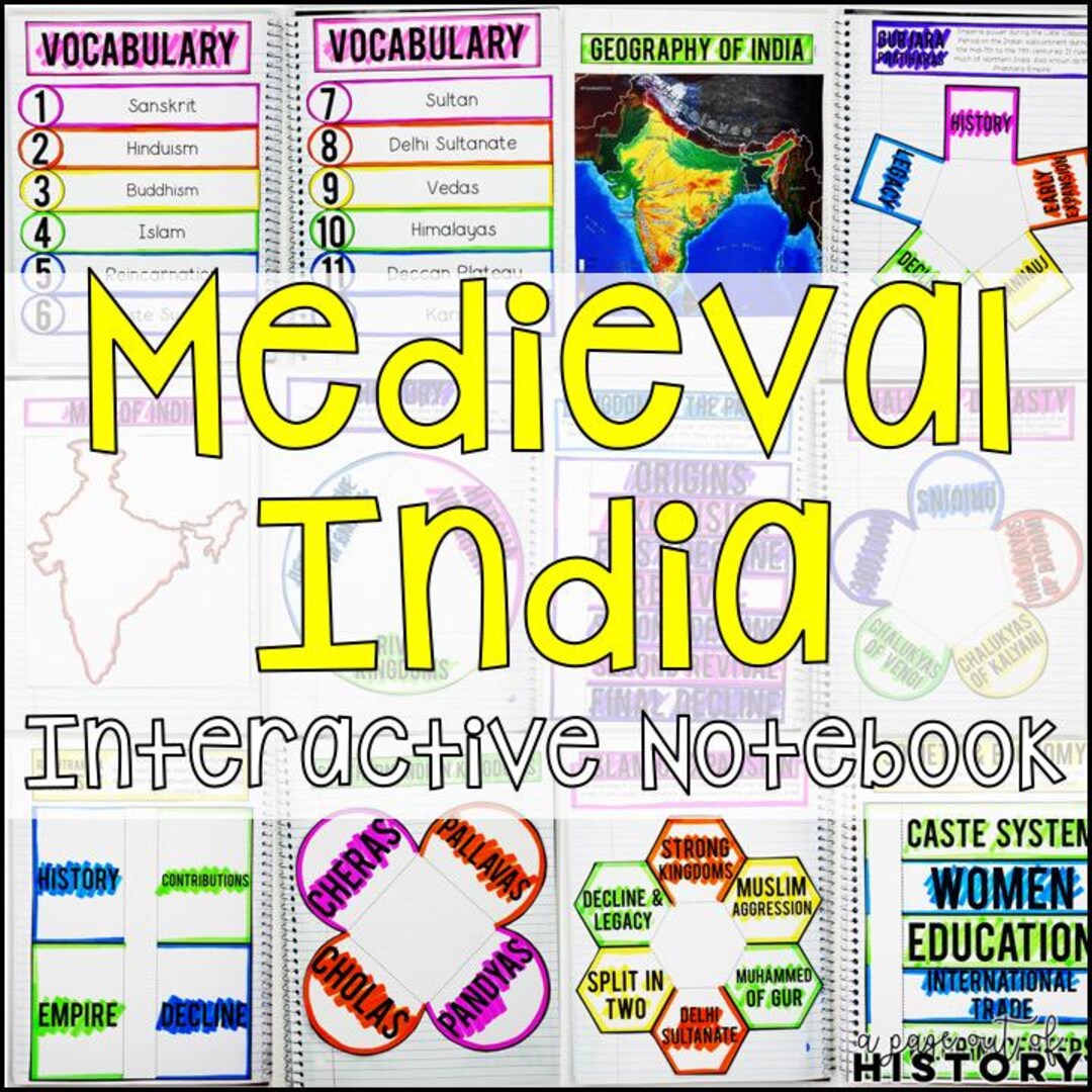 Medieval India Interactive Notebook Graphic Organizers Middle Ages - Etsy