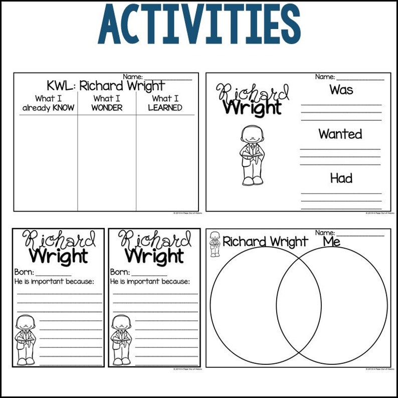 Richard Wright Biography Unit Pack | 3-5 | Homeschool | Social Studies ...