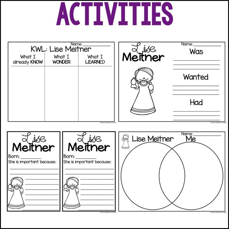 Lise Meitner Biography Unit Pack 3-5 Homeschool Social Studies ...