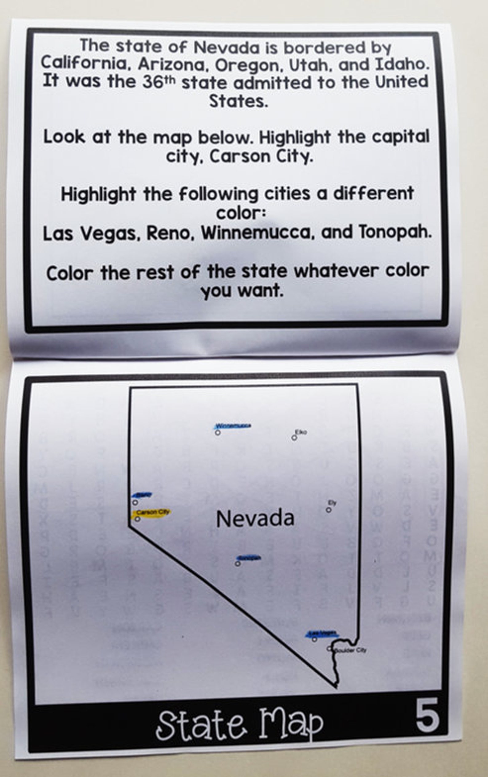 Nevada State Flip Book | 3-5 | Homeschool | Social Studies Printable ...