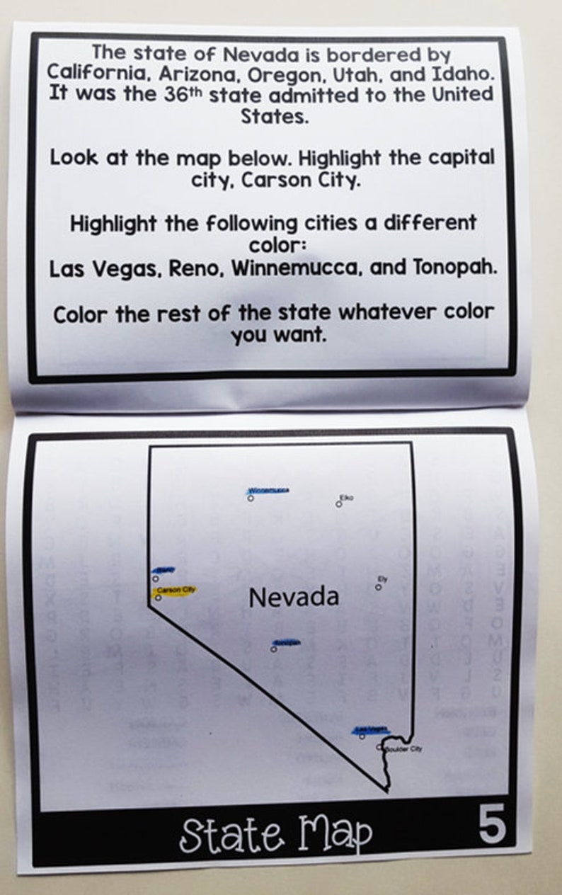 Nevada State Flip Book | 3-5 | Homeschool | Social Studies Printable ...