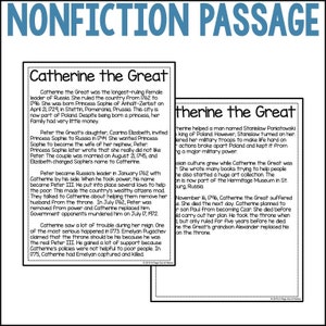 Catherine the Great Biography Unit Pack, Famous Women Leaders Passages ...