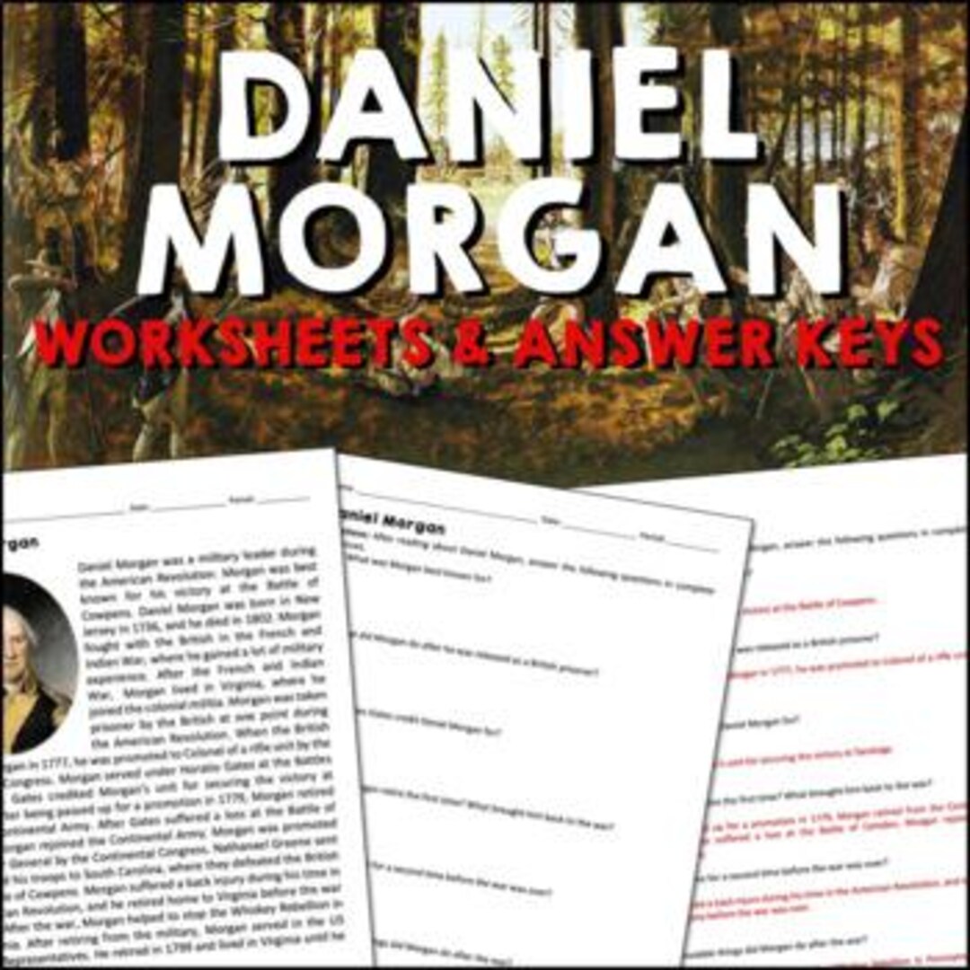 Daniel Morgan American Revolution Reading Worksheet & Answer Keys ...