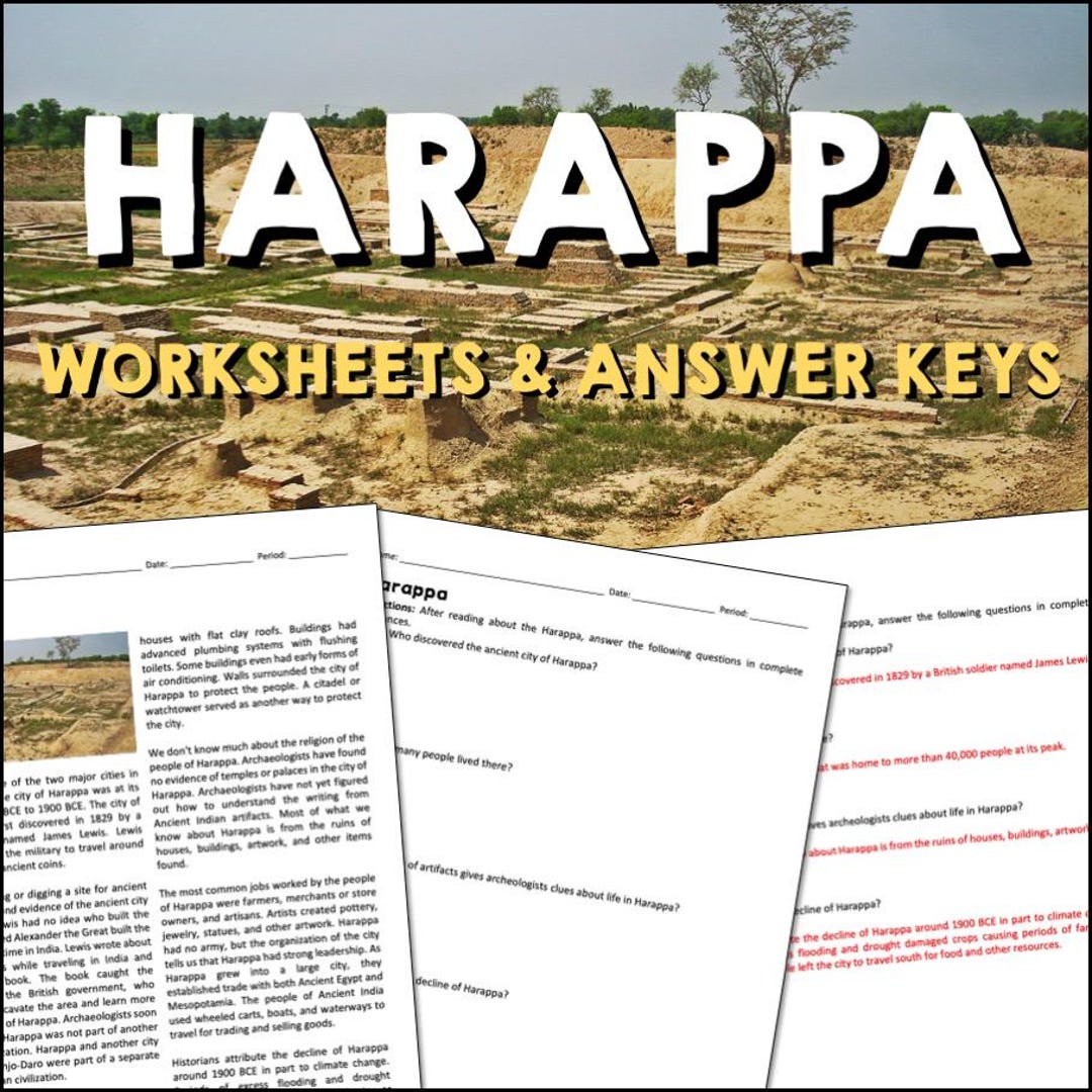 Harappa Ancient India Reading Worksheets and Answer Keys - Etsy