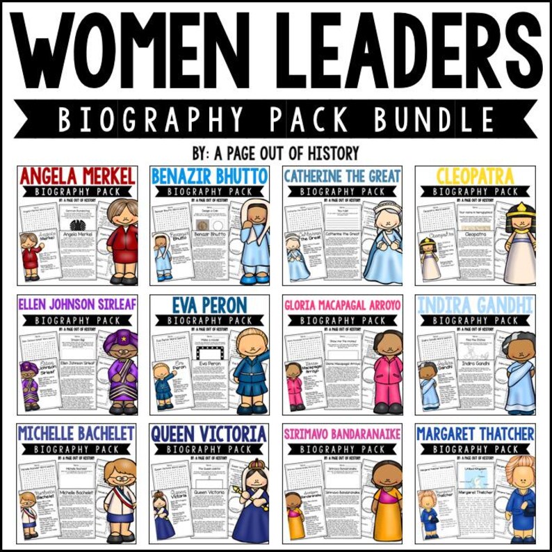 Women Leader in History Biography Unit Pack Bundle, Womens History ...