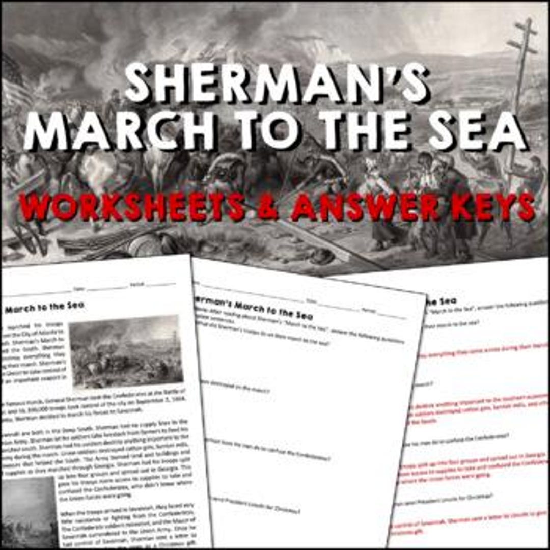 Shermans March to the Sea Civil War Reading Comprehension Worksheets ...