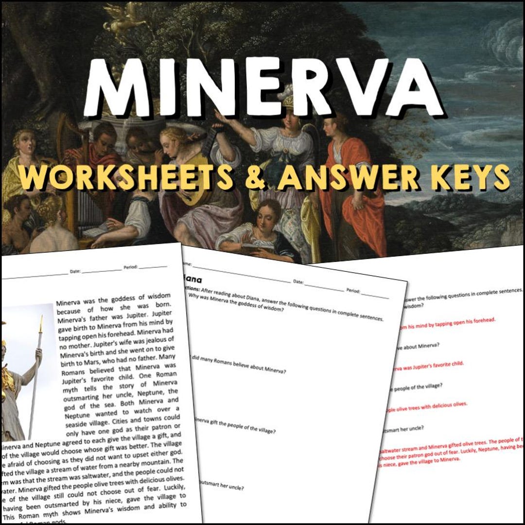 Minerva Roman Mythology Reading Worksheets and Answer Keys - Etsy