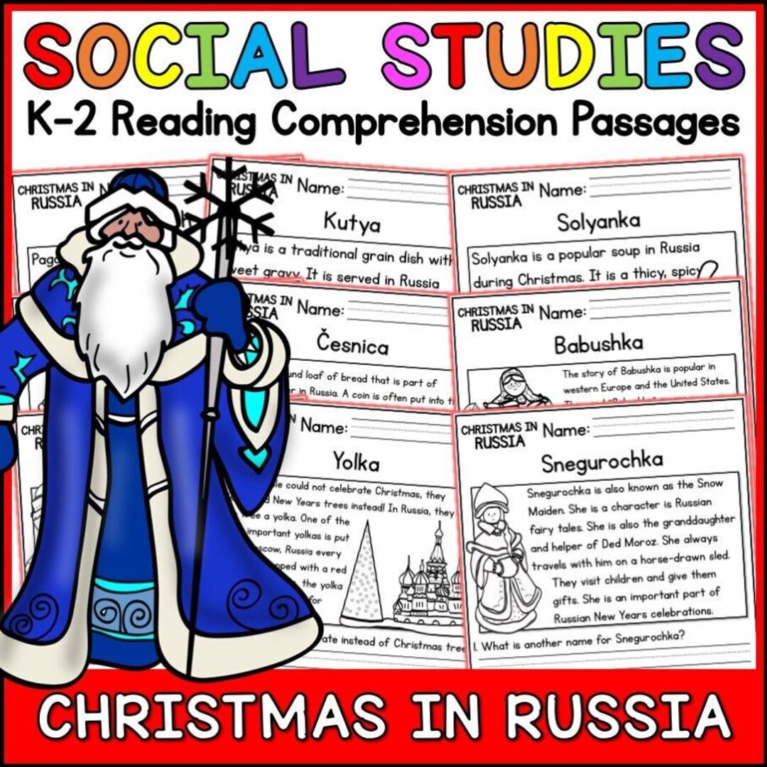 1st 2nd Grade Reading Comprehension | Christmas in Russia Passages ...
