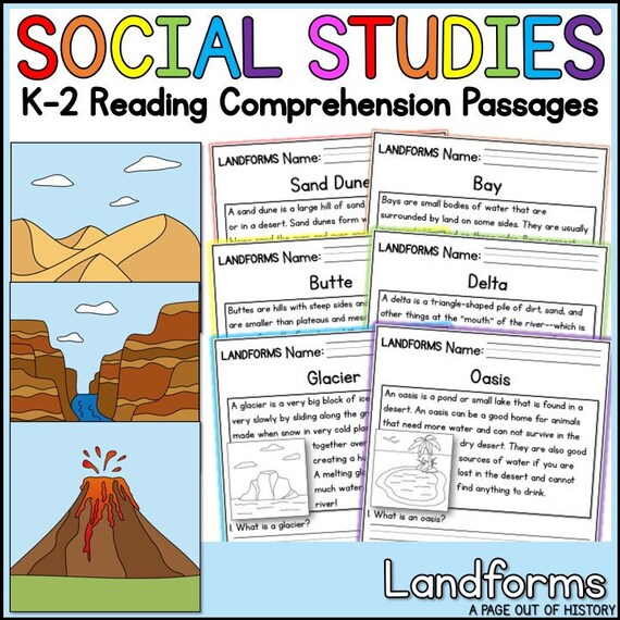 Landforms Reading Comprehension Passages K-2 Homeschool | Etsy