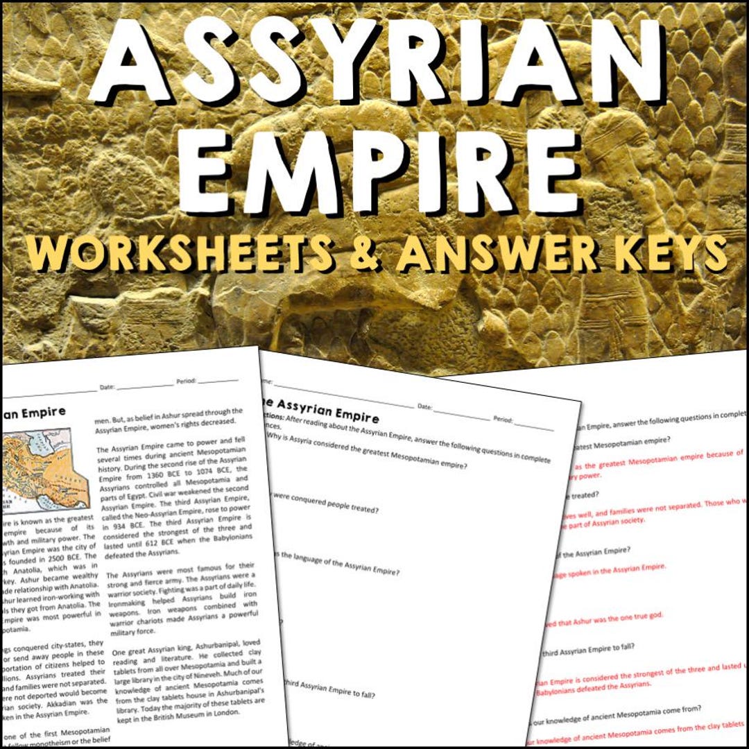 Assyrian Empire Reading Comprehension Worksheets, Social Studies ...