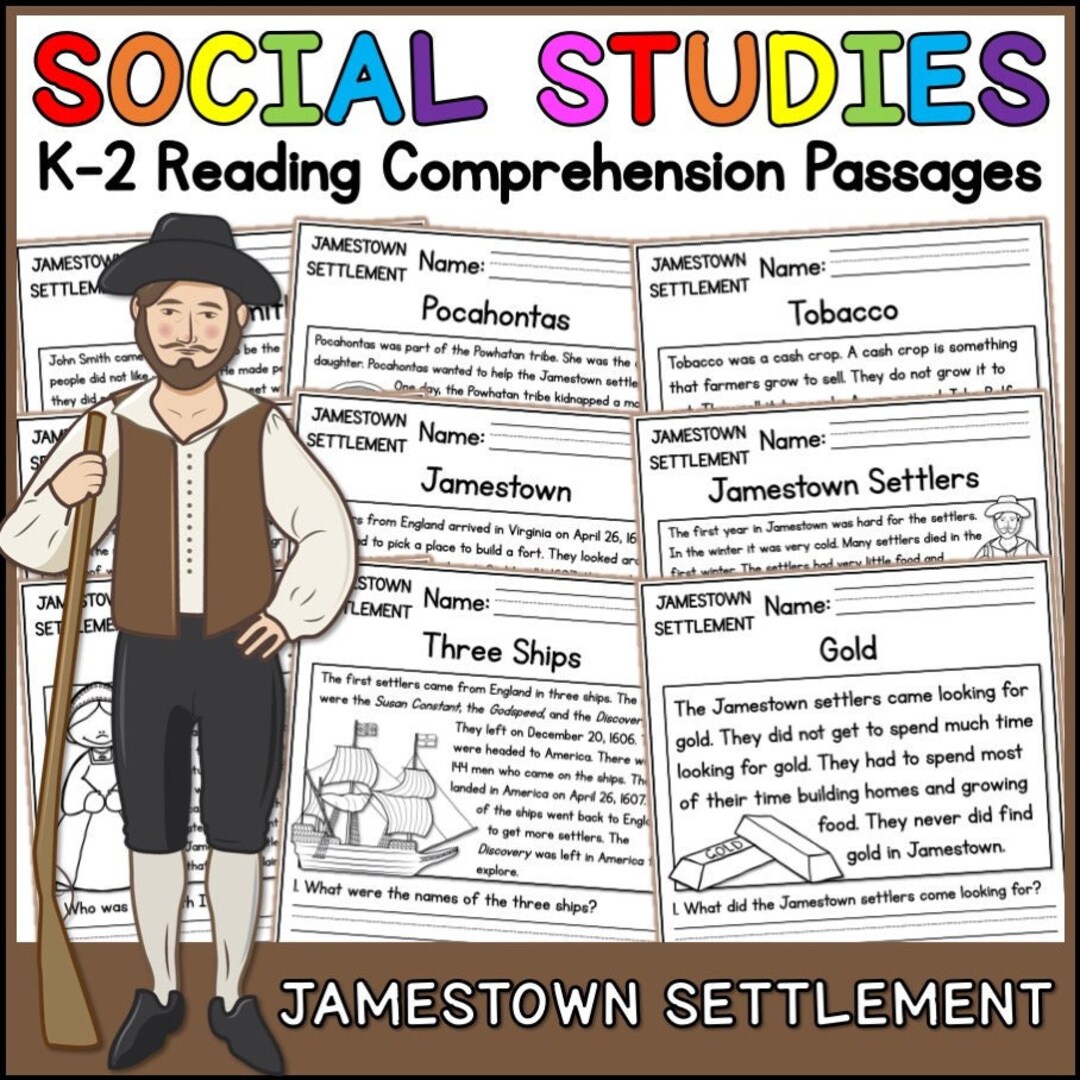 Jamestown Settlement Reading Comprehension Passages K-2 Homeschool ...