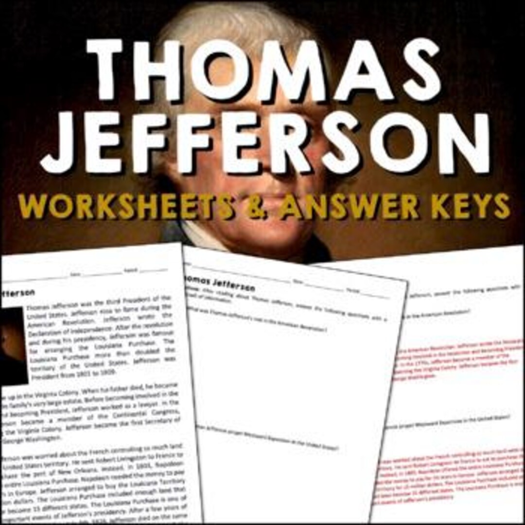 Thomas Jefferson Westward Expansion Reading Worksheets and Answer Keys ...