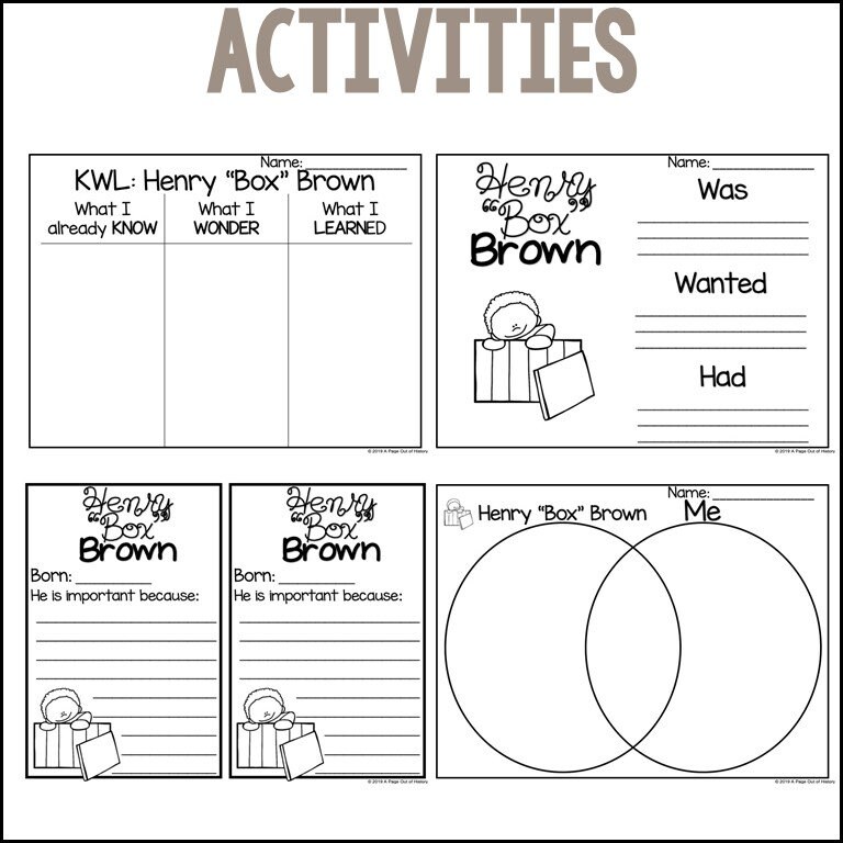 Henry Box Brown Biography Unit Pack | 3-5 | Homeschool | Social Studies ...