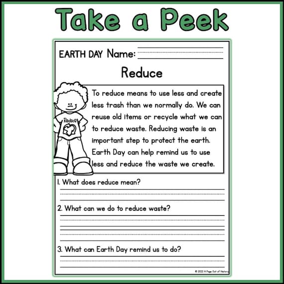 Earth Day Reading Comprehension Worksheets Spring | Earth Day Reading