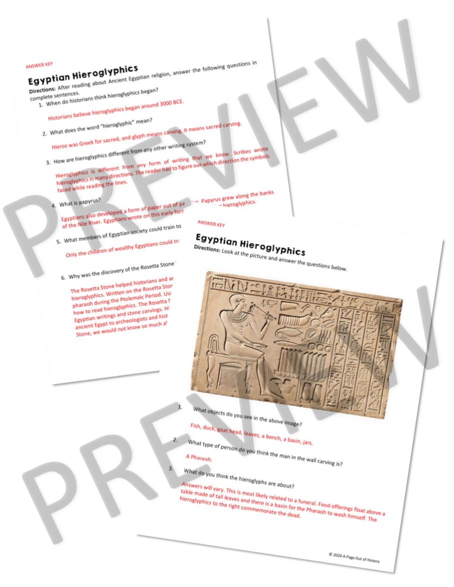 Ancient Egyptian Hieroglyphics Reading Worksheets and Answer Keys - Etsy