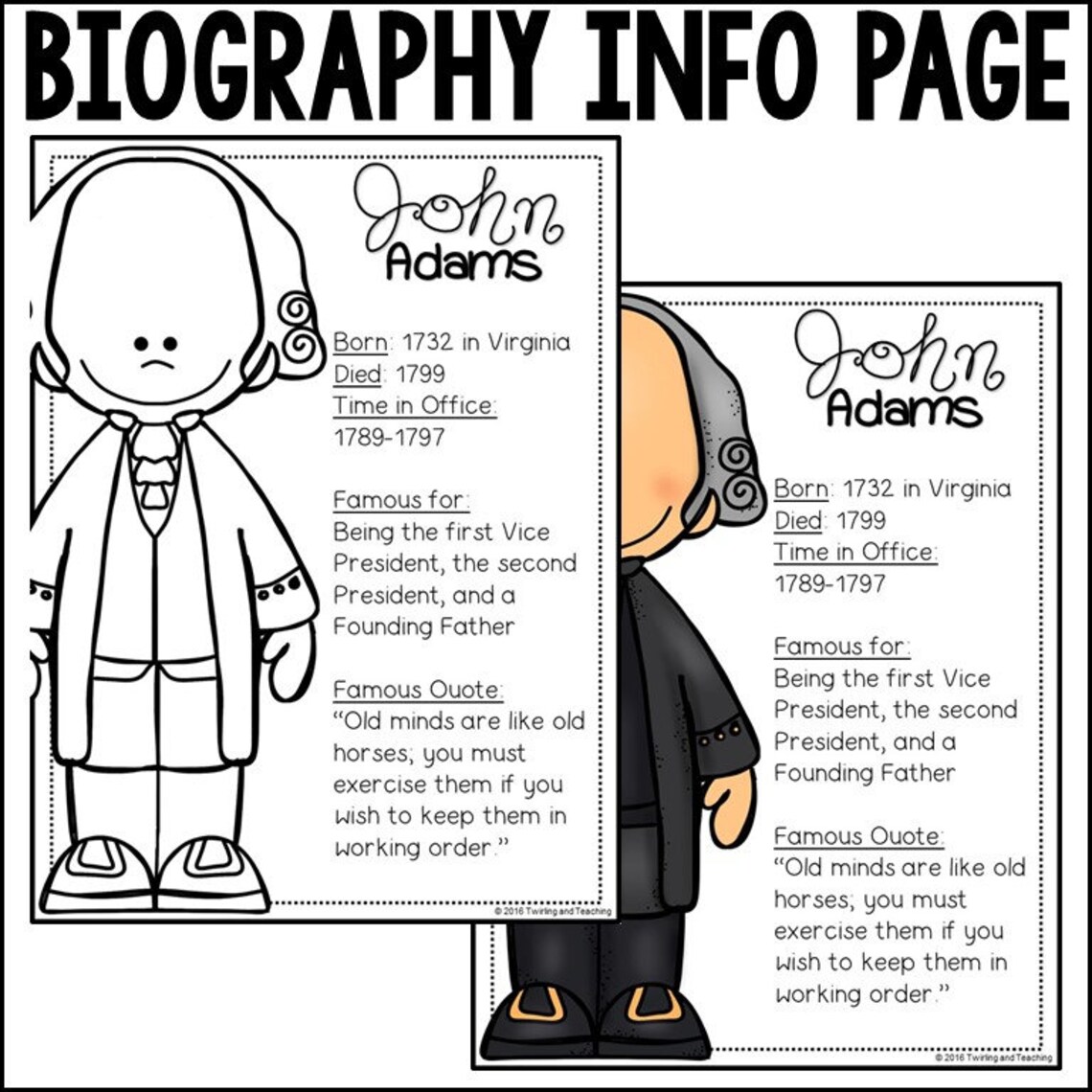 John Adams Biography Unit Pack | 3-5 | Homeschool | Social Studies ...