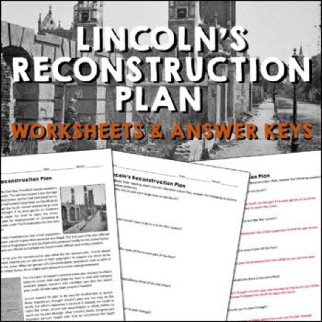 Abraham Lincoln's Reconstruction Plan Reading Worksheets, Social ...