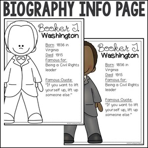 Booker T Washington Biography Unit Pack | 3-5 | Homeschool | Social ...