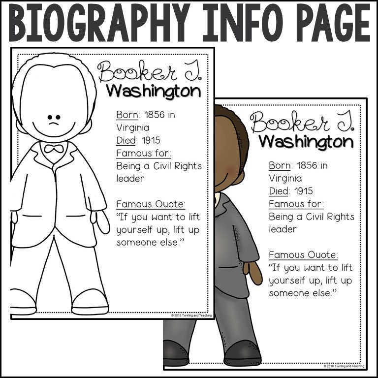 Booker T Washington Biography Unit Pack | 3-5 | Homeschool | Social ...