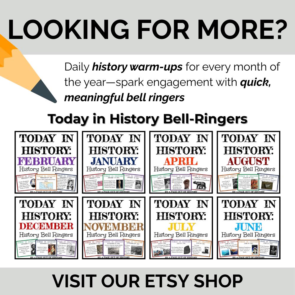 August Today in History Bell Ringers | 6-12 | Homeschool | American ...