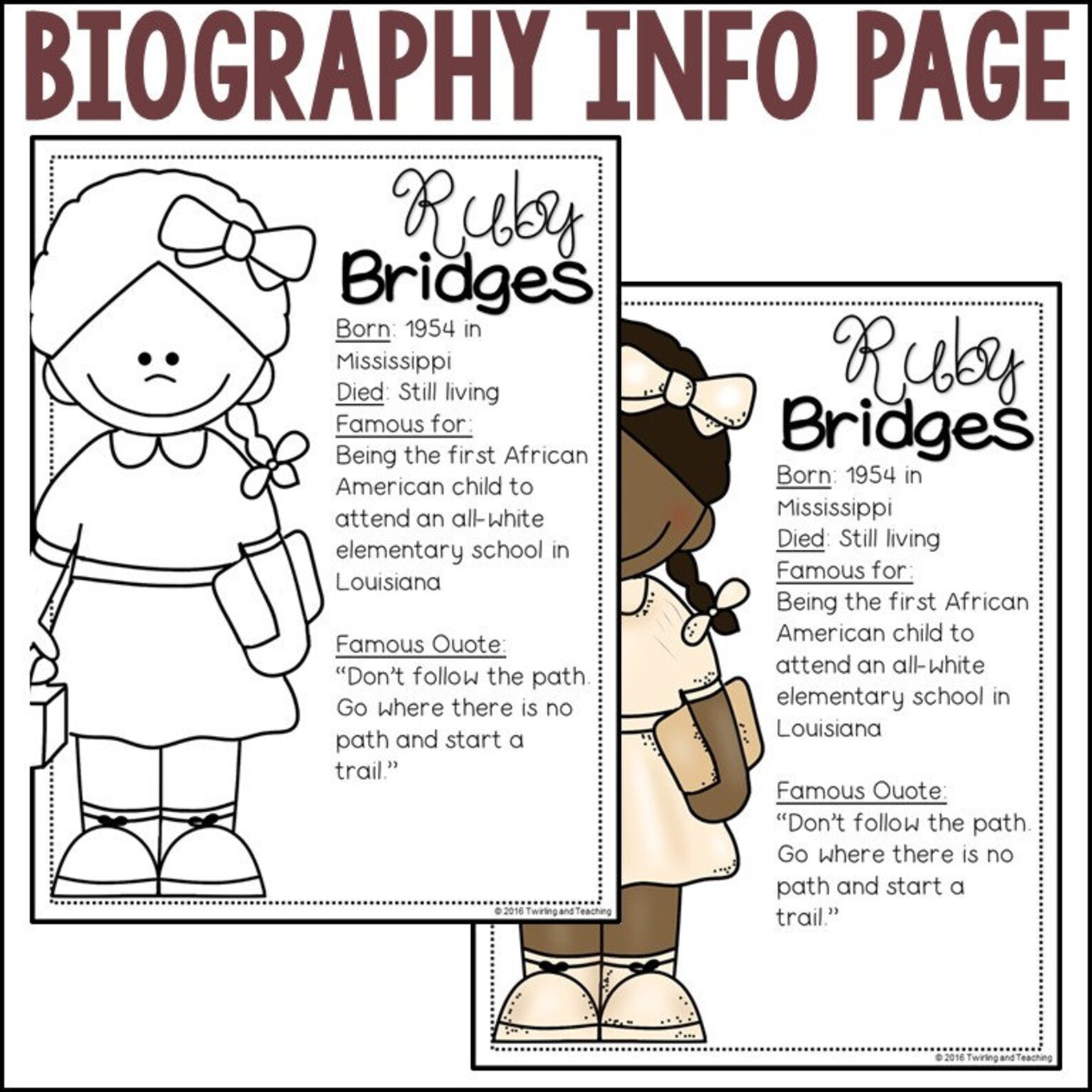Ruby Bridges Biography Unit Pack | 3-5 | Homeschool | Social Studies ...