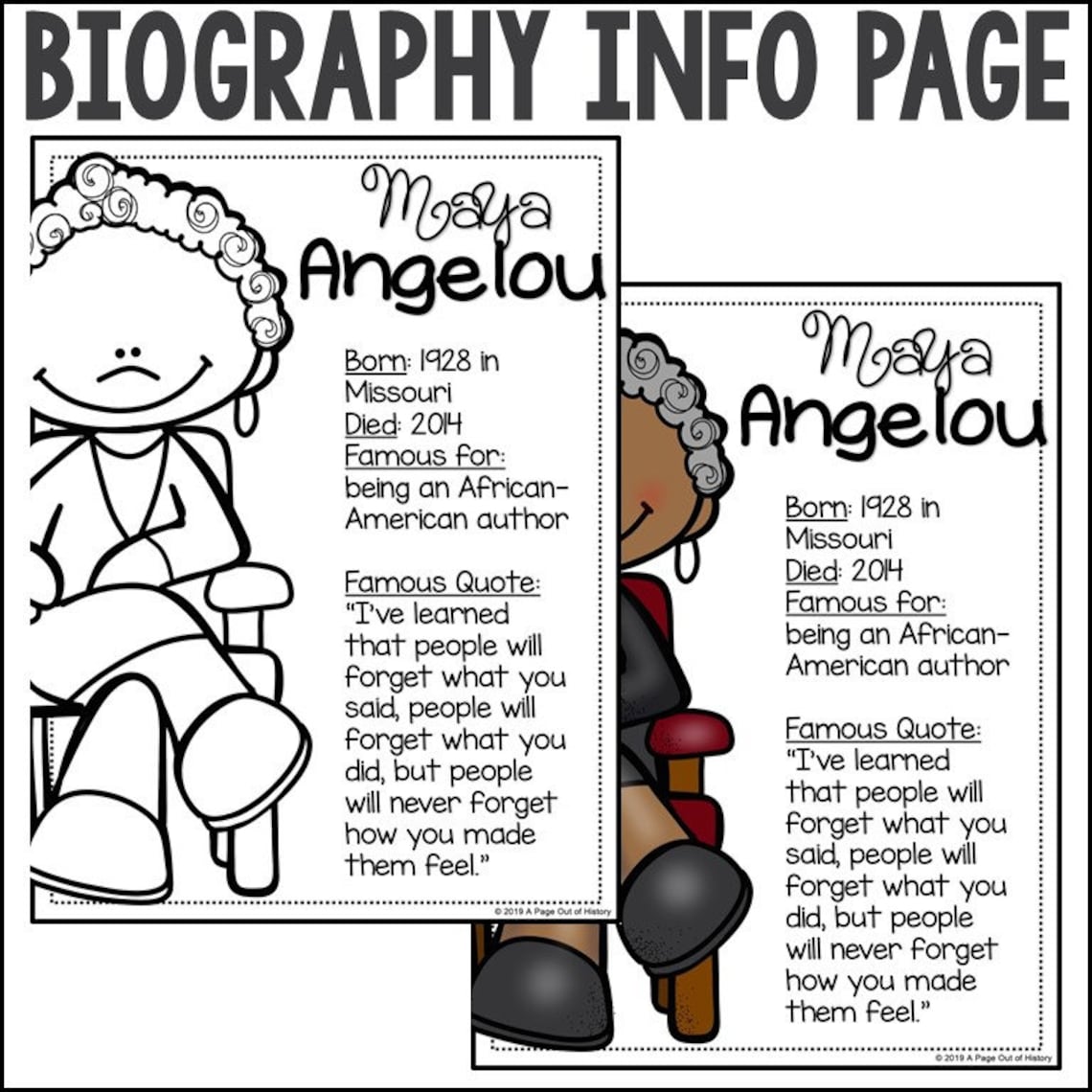 Maya Angelou Biography Unit Pack | 3-5 | Homeschool | Social Studies ...