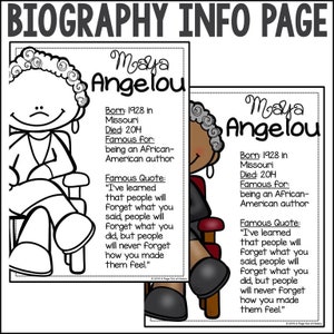 Maya Angelou Biography Unit Pack | 3-5 | Homeschool | Social Studies ...